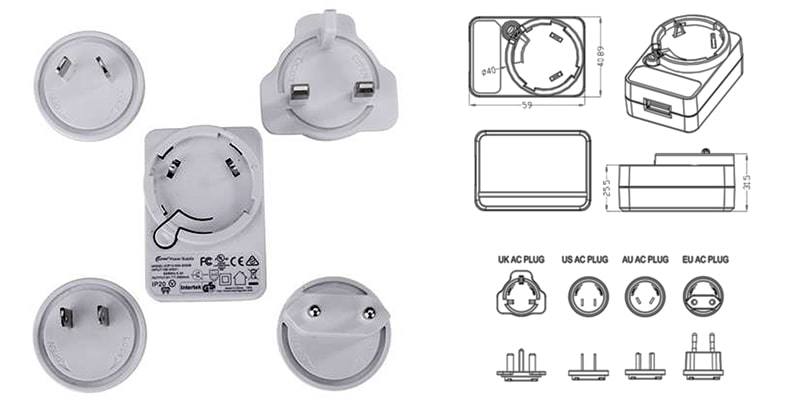 New products interchangeable plug Adapter EU/US/UK/AU/CN standard 24V 0 ...