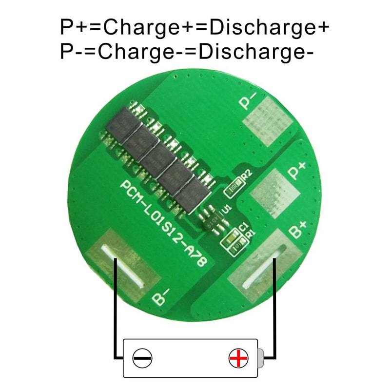 1s 12a Round BMS for 3.6V 3.7V 36650 Li-ion/Lithium/Li-Polymer 3V 3.2V ...